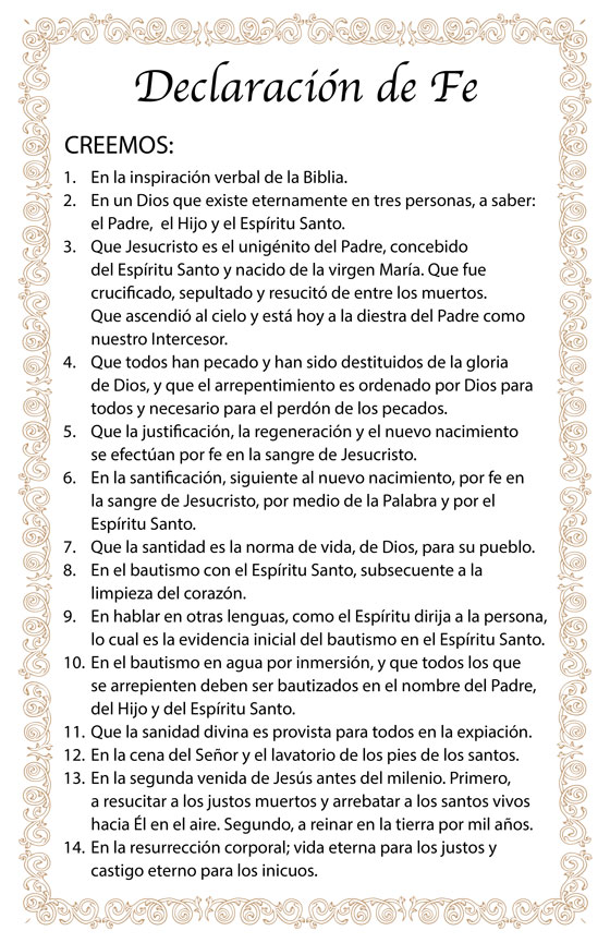 Declaration of Faith Spanish 11X17 (Print Only) - Pathway Bookstore