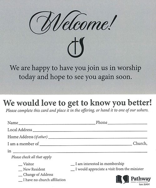 Visitor's Welcome Card (pack of 50) - Pathway Bookstore