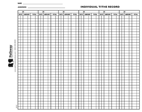 Individual Tithe Record Journal Sheet - Pathway Bookstore