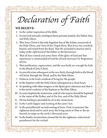 Declaration Of Faith 8 1/2 x 11 English (Print Only) - Pathway Bookstore